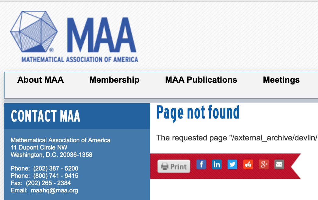New “DEVLIN’S ANGLE” Archive Goes Live – Mathematical Association of America